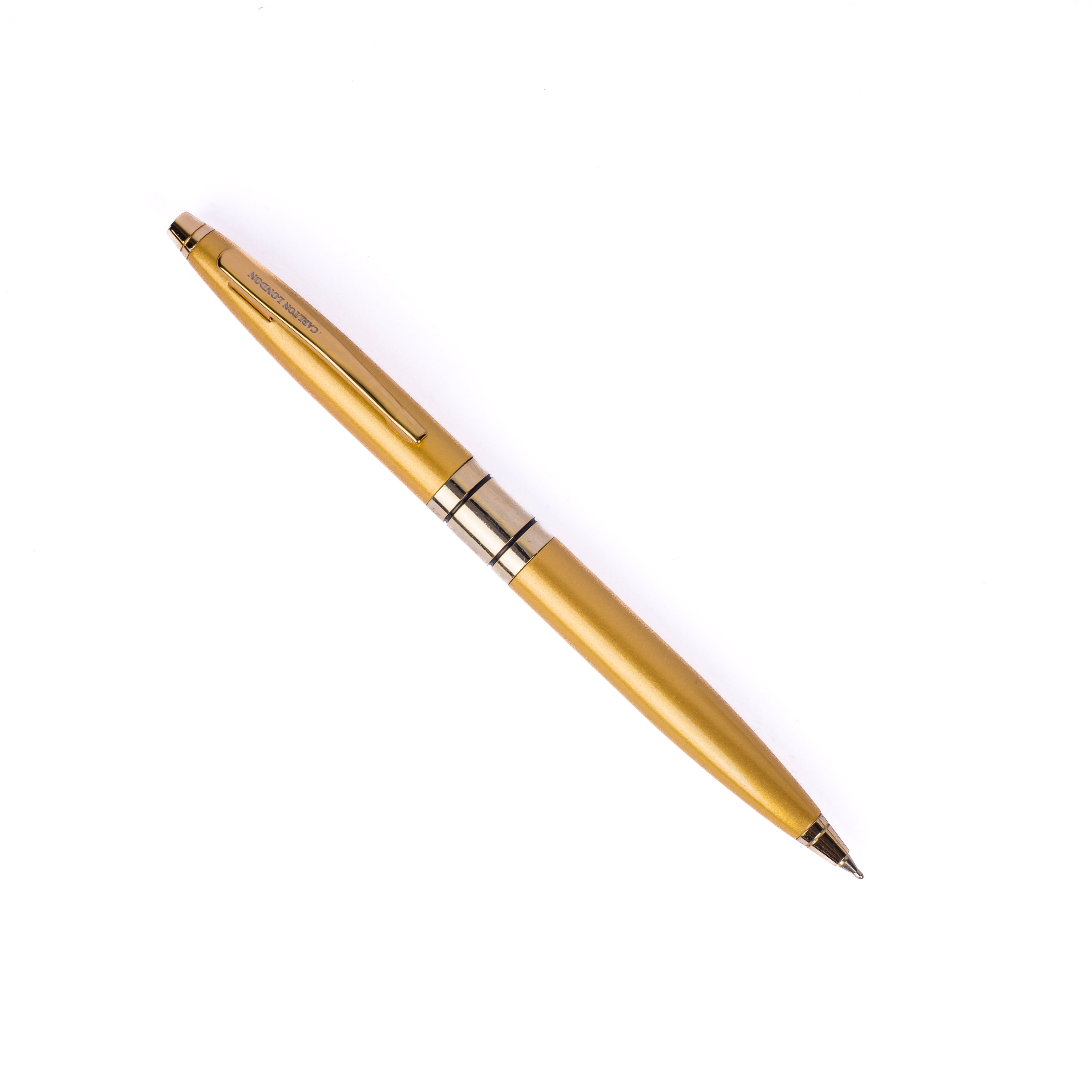 Carlton London Gold Ball Pen Elegant Metallic Finish with Dual Ring De ...